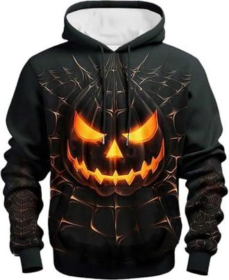 Generic Halloween Hommes Imprim&eacute; Citrouille Graphique Quotidien Classique D&eacute;contract&eacute; Pull Vacances Sortie Cravate, bleu marine, 3XL