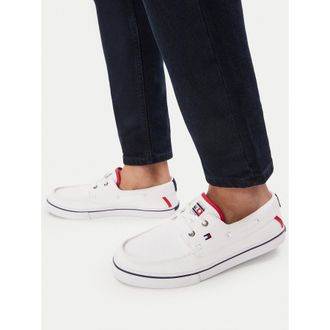 Tommy Hilfiger Sneakers aus Stoff Tommy Hilfiger Th Boat Vulc Sneaker Canvas FM0FM05877 Wei&szlig;
