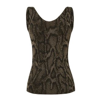Wolford Haut Col V Jacquard Serpent - Femme - Tops - Vert - Taille: 42 FR