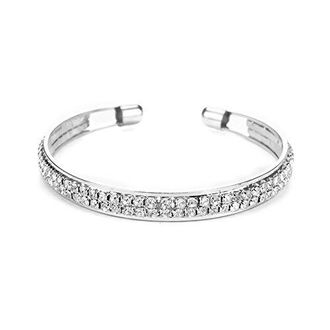 Generic Argent Plaqu&eacute; Blanc Zircon Bracelet Manchette Bracelets Bracelet Demi Ouvert Charme Charme Bracelets en Acier Inoxydable pour Filles Femmes Cadeau De 