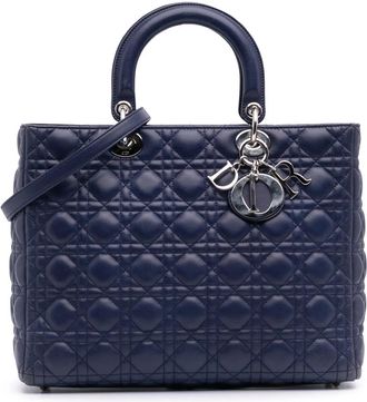 Dior Hobo Bags - Large Lambskin Cannage Lady Dior - Gr. unisize - in Blau - für Damen