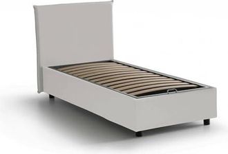 Talamo Italia Brigida Einzelbett, Bettkasten mit Kunstlederbezug, 100 % Made in Italy, &Ouml;ffnung vorne, geeignet f&uuml;r Matratze 80x190 cm, Wei&szlig;