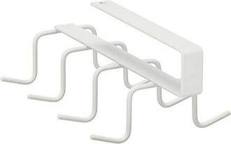 Relaxdays Haken Schrankeinsatz, 8 Haken, Metall, ohne Bohren, Hakenleiste Kleiderschrank, Regal, HBT 6,5x10x18 cm, weiß