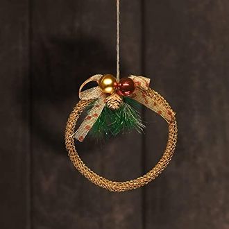 Com-Four Couronne de No&euml;l d&eacute;corative - Couronne de lAvent avec c&ocirc;nes, Noeud, Boules et Sapin Vert - Couronne de No&euml;l dor&eacute;e - Suspension de d&eacute;coration de No&euml;l (