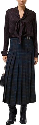Burberry Wool-Blend Pleated Skirt