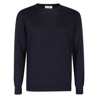 KANGRA Blauer Baumwoll-Rundhalsausschnitt Pullover - - Knitwear - Herren - Blau - 3XL