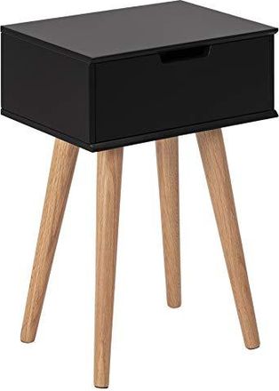 AC Design Furniture Mariela Nachttisch, H: 61,5 x B: 40 x T: 30 cm, Schwarz/Eiche, Metall, 1 Stk