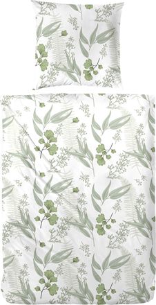 VARIO Primera Bettwäsche 133036 Perkal 100% Baumwolle Weiß Grün Wiese (135x200 + 80x80 cm)