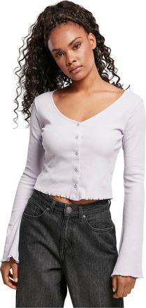 Urban Classics Damen Strickjacke Ladies Cropped Rib Cardigan softlilac 5XL