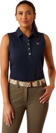 Ariat Womens Prix 3.0 Sleeveless Polo Shirt Shirt in Navy Eclipse, Size X-Large, by Ariat
