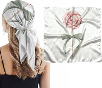 Generic Bandana de No&euml;l en forme de sucette en soie pour dormir, bandana carr&eacute;, accessoires de cowgirl pour femme, Sucette de No&euml;l, 24 &times; 24 inch