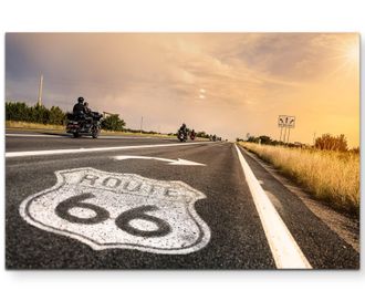 Paul Sinus Art Leinwandbilder | Bilder Leinwand 120x80cm Route 66 Straßenschild