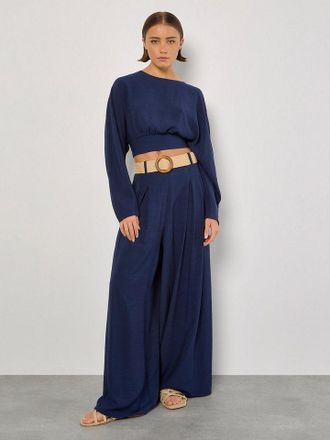 Apricot Langarmshirt Crop Batwing Top mit offenem R&uuml;cken