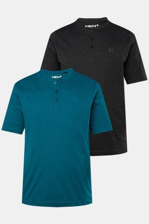Men Plus T-Shirt Henley 2er-Pack Basic Halbarm Rundhals