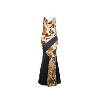 Roberto Cavalli Seidenkleid mit Rosenmuster - - Dresses - Damen - Mehrfarbig - S
