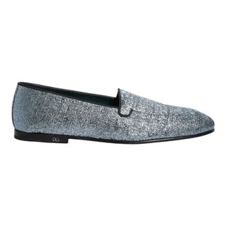 Dolce & Gabbana Glitter Lurex Logo Dress Loafers - - Shoes - Herren - Blau - 43 EU