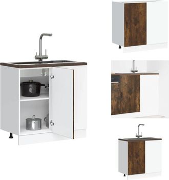 vidaXL Meuble bas du lavabo chêne fumé bois dingénierie - Meuble Bas Du Lavabo - Meubles Bas Du Lavabo - Meuble Bas De Cuisine - Meuble Bas Du Lavabo Pour