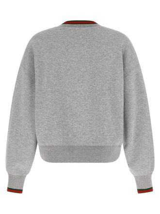Gucci Web-Striped V-Neck Sweatshirt - Gray