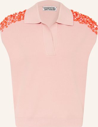 Essentiel Strick-Poloshirt Joline Mit Pailletten Und Schmucksteinen rosa