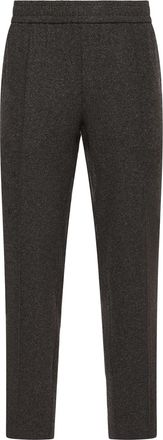 Moncler Moncler Leather Logo Flannel Trousers, Men, Gray, Size: 3xl