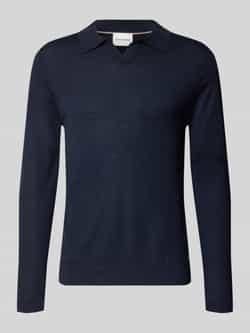 Roy Robson Strickpullover aus Schurwolle mit Polokragen und V-Ausschnitt