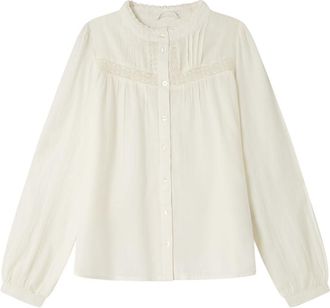 Springfield Damen Cervantes Collar Blouse Wirh Laces Bluse, braun, 44