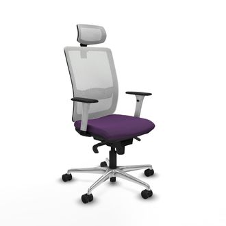 Piqueras y Crespo Haches verstellbarer Stuhl mit wei&szlig;en und schwarzen Armlehnen, h&ouml;henverstellbare Lendenwirbelst&uuml;tze und h&ouml;henverstellbares Kopfteil, Wei&szlig;/Violett