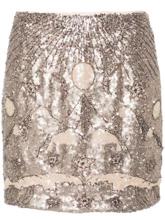 AllSaints Jamilia Minirock mit Pailletten - Nude