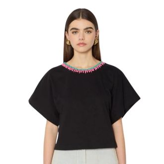 BERENICE Kimono-Stil Baumwoll-T-Shirt - - Tops - Damen - Schwarzk - M