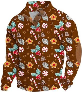 Generic Sweatshirts pour hommes pulls de Noël pour hommes sweatshirts tendance flocon de neige imprimé graphique sweatshirt surdimensionné à manches longues c