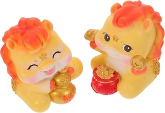 TOPBATHY 2 Kleiner Pferdefiguren Aus Kunstharz Chinesisches Neujahr 2026 Tischdeko Gl&uuml;ckssymbol F&uuml;r Zuhause Und B&uuml;ro