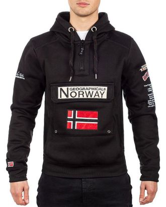 Geographical Norway Kapuzenpullover Herren Regular Fit Hoodie bagymclass men mit Norwegen Fahne als Emblem