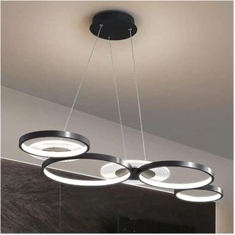 Trade Shop Trade Shop - schwarze led-pendelleuchte 65W 6 lichtringe modern mit fernbedienung 71415