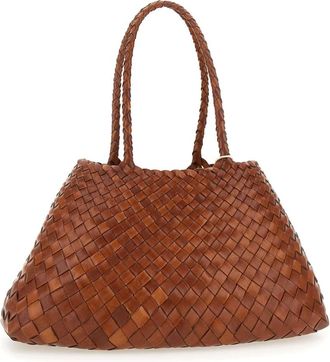 Dragon Diffusion Femme, Sacs, Brun, Taille: ONE Size Sac &agrave; Bandouli&egrave;re en Cuir Tress&eacute; Tabac