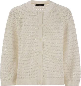Fabiana Filippi Femme, Pulls, Blanc, Taille: 42 FR Cotton Open Cape With Sequins