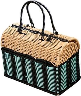 Beaupretty Paquet Cabas Grand Format Tiss&eacute; Main Imitation Rotin Paquet Fourre-Tout Utilitaire pour Femme Grosse Capacit&eacute; 32,3 X 27,4 X 14,8 CM Shopping et Rangem