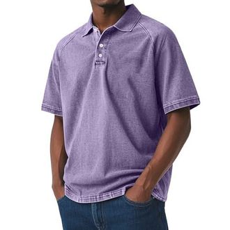 Generic Haut basique &agrave; manches courtes uni pour homme - Mode pour homme - Couleur unie - R&eacute;tro - Manches courtes - Pour int&eacute;rieur et ext&eacute;rieur, violet, XXL