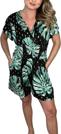 Generic Barboteuse pour femmes 2026 combinaison d&eacute;t&eacute; boh&egrave;me short combinaison short combinaisons avec manches petite grenouill&egrave;re d&eacute;t&eacute; col en V combinaison to