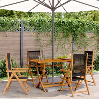 vidaXL Vidaxl - Gartenstuhl Verstellbar 4 Stk. Schwarz Massivholz Akazie