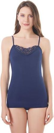 Power Flower D&eacute;bardeur Caraco en Coton pour Femme - sous-v&ecirc;tement Premium avec Bordure en Dentelle Florale &agrave; lEncolure, Haut de Superposition Doux et Respirant (XX