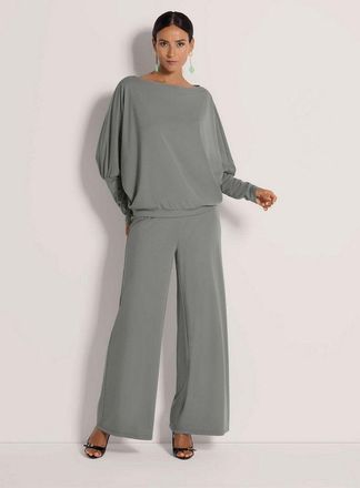 Madeleine Langarmshirt Lockeres Longsleeve mit Fledermaus&auml;rmeln Elegantes Shirt mit U-Boot-Ausschnitt mit Elasthan-Anteil