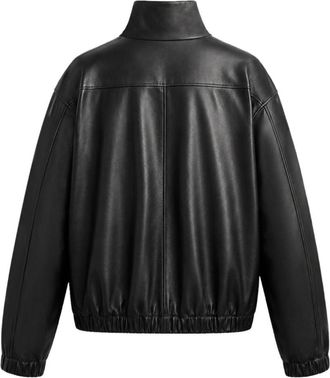 Saint Laurent Leather Bomber Jacket - Black