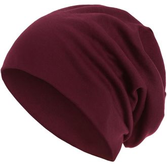style3 Warme Herbst Winter Slouch Beanie XXL aus atmungsaktivem, feinem und leichten Jersey Unisex M&uuml;tze Winterm&uuml;tze One Size, Farbe:Weinrot
