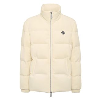 Philipp Plein Puffer Jacket mit Stickerei Plein Hotel - - Jackets - Herren - Beige - XL