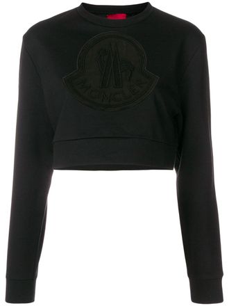 Moncler sweat crop &agrave; patch logo - Noir