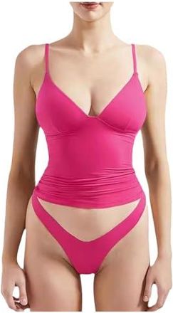 Generic Camisole de printemps sans manches pour femme - Chemise amincissante ajust&eacute;e tendance basique 2025 - Col en V - Bretelles spaghetti - Dos nu - Coupe a