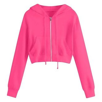 Generic Sweat &agrave; capuche zipp&eacute; surdimensionn&eacute; pour femme avec cordon de serrage &agrave; manches longues, rose, XXL