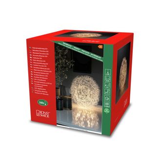 Konstsmide LED Drahtball, 160 warm wei&szlig;e Dioden, 4,5V, Innen, transparentes Kabel - 3515-303