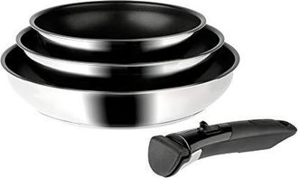 Sitram 713510 Arp&egrave;ge Pfannen-Set, 3-teilig, abnehmbar, Edelstahl, Antihaftbeschichtung, &Oslash; 20 + 24 + 28 cm, f&uuml;r alle Herdarten, auch Induktion, Schwarz, Silbe