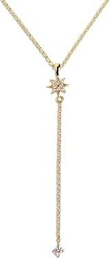 Singularu Collier Y Polar Star. Pendentif en argent 925 avec zircons et finition plaqué or 18 kt. Chaîne taille unique. Bijoux pour femme